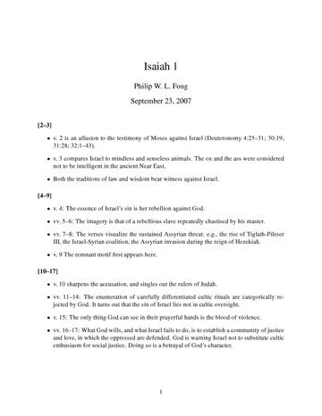 200730 Isaiah 03 Chapter 1 Lecture Notes Philip W L Fong Free