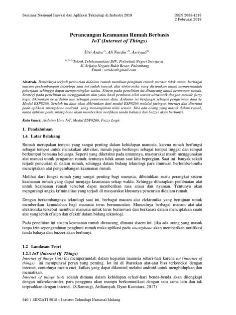 Perancangan Keamanan Rumah Berbasis Iot Pdf