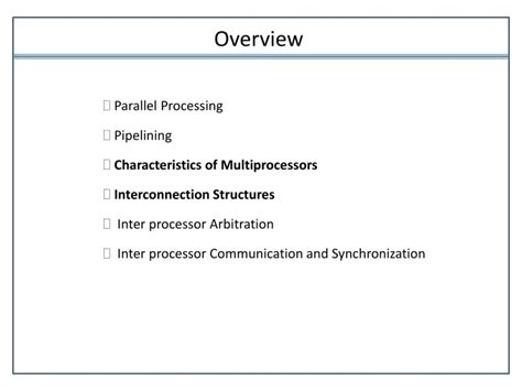 Ppt Multiprocessor Systems Overview Parallel Processing And Interconnection Structures