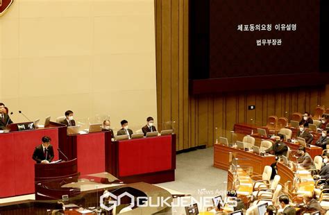 체포동의요청 이유설명하는 한동훈 법무부 장관
