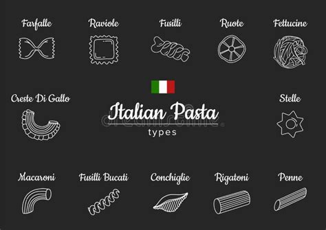 Italian Food Different Types Of Pasta Stock Vector Illustration Of