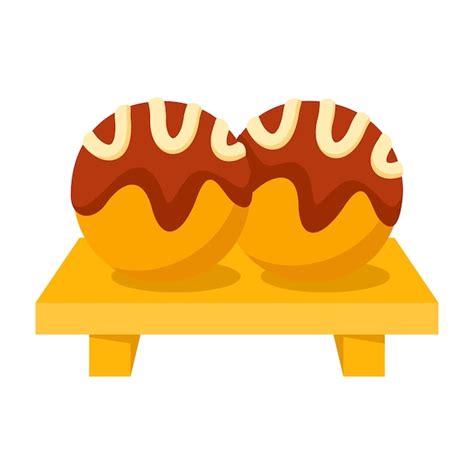 고립 된 평면 스타일의 타코야키 프리미엄 벡터