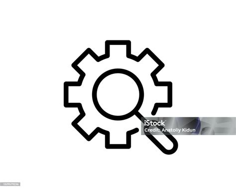 설정은 선형 아이콘을 검색합니다 굵은 선 그림 코그휠 윤곽 기호가 있는 돋보기 벡터 격리 된 윤곽선 그리기 0명에 대한 스톡 벡터 아트 및 기타 이미지 Istock
