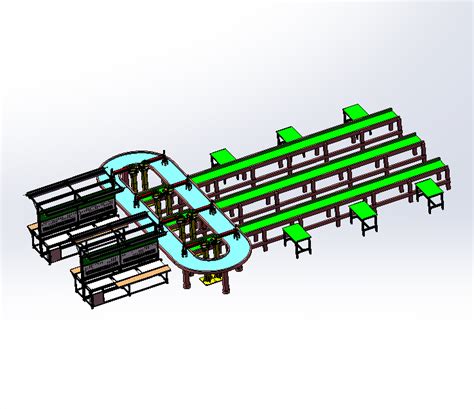 人机自动化抓料生产线设计 SOLIDWORKS 2017 模型图纸下载 懒石网