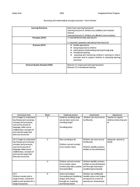 Numeracy Mathematical Concepts Overview Term 3 Pdf Learning Literacy