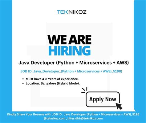 Hiring Javadeveloper Techjobs Python Microservices Aws Developerjobs Jobopening