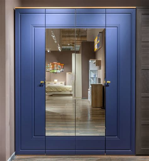 «ВЕГА САПФИР Шкаф 4 х дверный Темно синий софт от Кураж купить по цене 56205 руб с доставкой