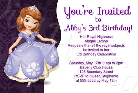 Sofia The First Party Invitation Template Besttemplatess Besttemplatess