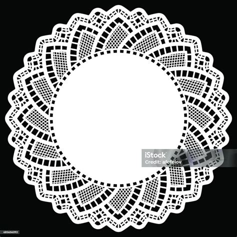 레이스 라운드 종이 받침 용 냅킨 레이스 눈송이 인사말 요소 패키지 탁상용절단 레이스 패턴 벡터 일러스트 레이 션에 대 한 서식 파일 가위에 대한 스톡 벡터 아트 및 기타