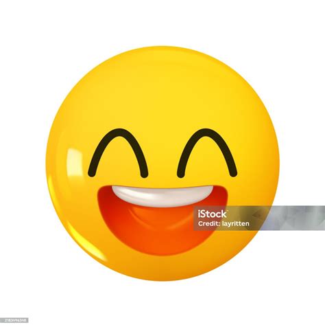 이모티콘 눈을 감고 웃는 얼굴 감정 3d 만화 아이콘입니다 노란색 원형 이모티콘입니다 벡터 일러스트 레이 션 3차원 형태에 대한
