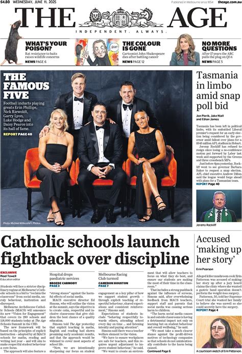 The Age The Front Page Of The Age For Wednesday June 11 2025 Read