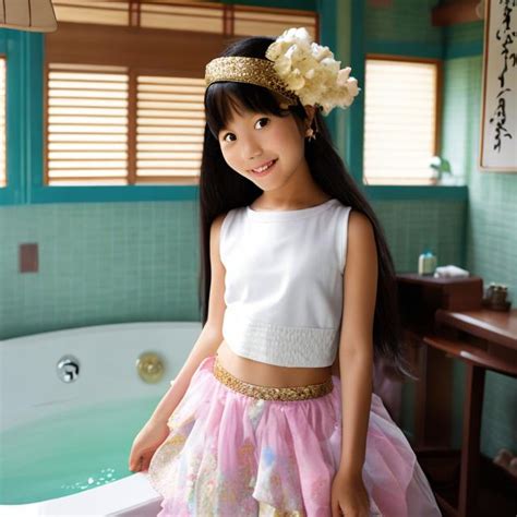 Around 8 Years Old Flat Chest Close Full Body Japane