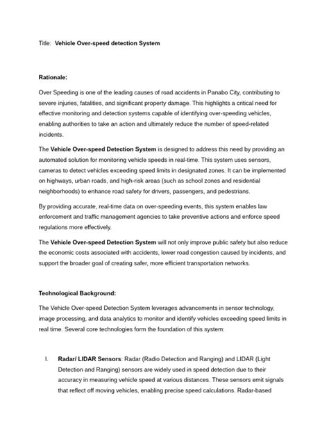 Vehicle Over Speed Detection System Pdf Internet Of Things Speed Limit