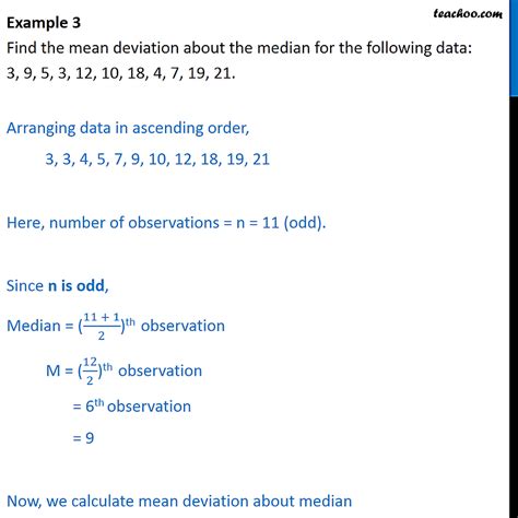 Example 3 Find Mean Deviation About Median 3 9 5 3 12