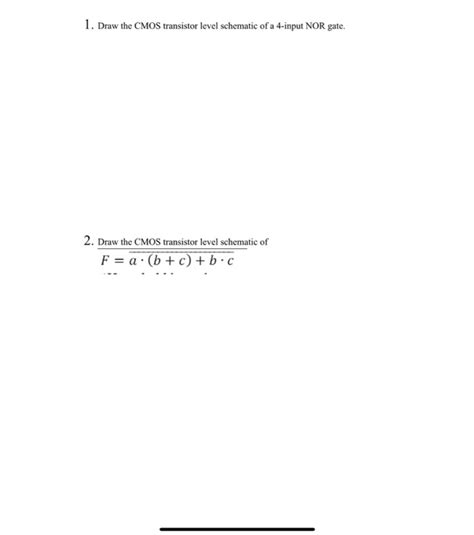 Solved 1 Draw The Cmos Transistor Level Schematic Of A