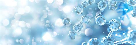 Abstract Blue Molecular Structure Background With Light Bokeh Effects