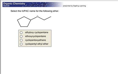 Solved Organic Chemistry Select The Iupac Name For The Fo