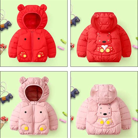 귀여운 만화 따뜻한 다운 재킷 및 코트 남아용 여아용 지퍼 방풍 후드 아기 겉옷 2022 겨울 신상 Aliexpress