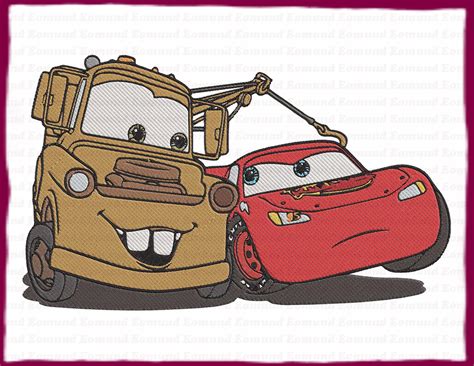 Lightning Mcqueen With Tow Mater Cars Filled Embroidery Design Instant Download Etsy
