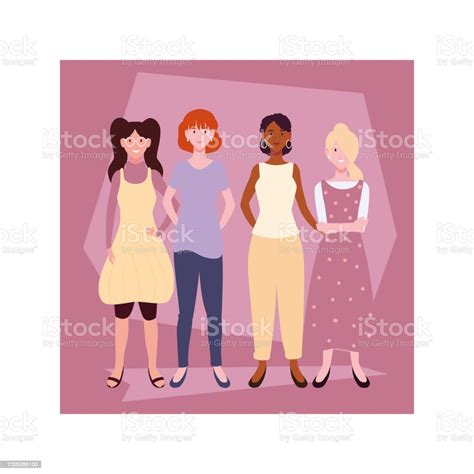 Women Standing With Different Poses Stock Illustration Download Image