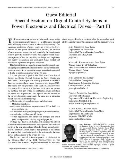 Pdf Guest Editorial Special Section On Digital Control Systems In