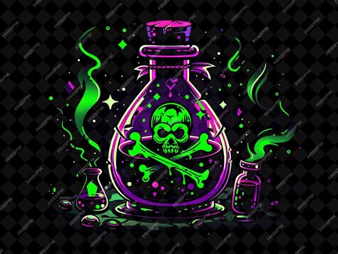 신비한 약병 병 16 비트 픽셀 두개골과 십자가 Y2k 모양 네온 컬러 아트 컬렉션 프리미엄 Psd 파일