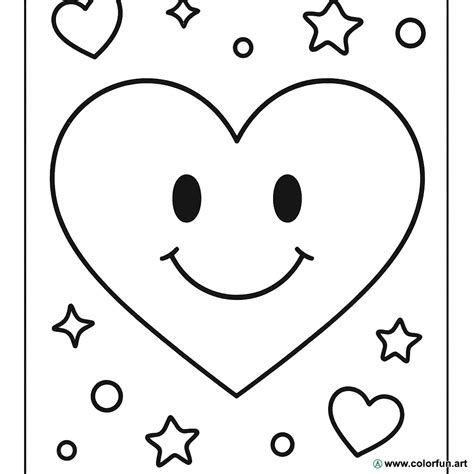 Coloring Page Of A Heart Emoji Download Or Print For Free