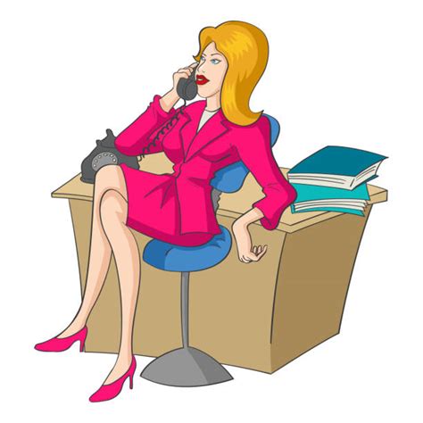Blonde Business Woman At Desk Illustrations Royalty Free Vector