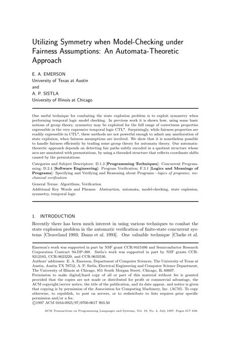 Pdf Utilizing Symmetry When Model Checking Under Fairness Assumptions