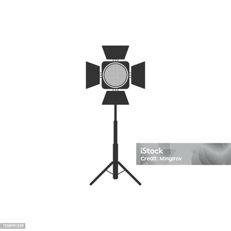 영화 스포트라이트 아이콘 절연 빛 효과 장면 스튜디오 쇼 평면 디자인입니다 벡터 일러스트 개념에 대한 스톡 벡터 아트 및 기타 이미지 Istock