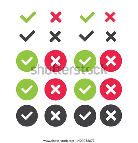Markieren und falsche Symbole setzen Sie Markierungen Grün rotes