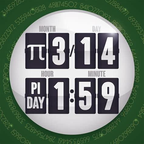 Premium Vector Flip Clock Inside In A Rounded Button With Pi Numeric Value In A Spiral Around