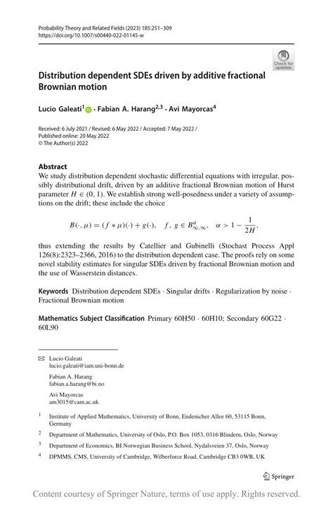 Pdf Distribution Dependent Sdes Driven By Additive Fractional
