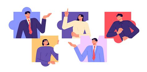 공동 팀워크 비즈니스 팀 구축 퍼즐 조각을 연결하는 일하는 사람들 협력 및 파트너십 일러스트레이션에 대한 스톡 벡터 아트 및 기타 이미지 일러스트레이션 토론