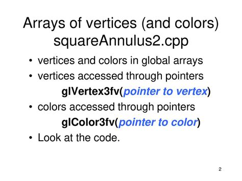 chapter 3 arrays of vertices vertex arrays display lists drawing text