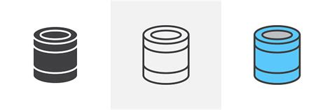 Tin Can Icon Set Metal Open And Soup Jar Vector Symbol In A Black Filled And Outlined Style
