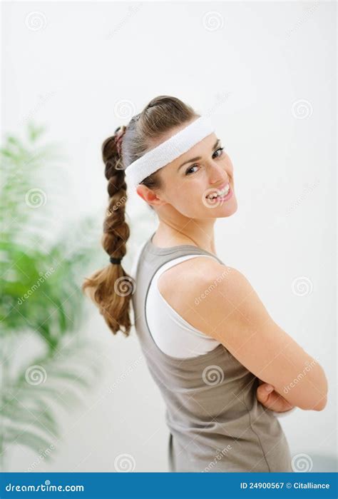 Portrait Of Smiling Fitness Woman Stock Image Image Of Gymnastics
