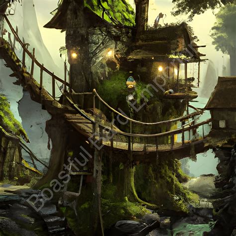 Dnd Digital Download Art Image File For Print Of A Tree Village By Boastful Bard Emporium Etsy