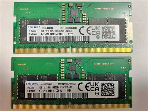 【目立った傷や汚れなし】samsung Ddr5 4800mhz Pc5 38400 Cl40 So Dimm 1rx16 1 1v 262ピン ノートパソコン用メモリ Ram 8gbx2枚
