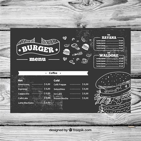 Free Vector Menu Template In Chalk Style