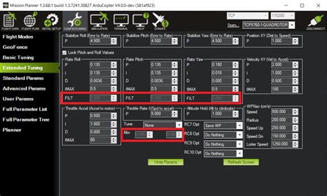 Copter 40 Updates To Extended Tuning Screen · Issue 2247 · Ardupilot