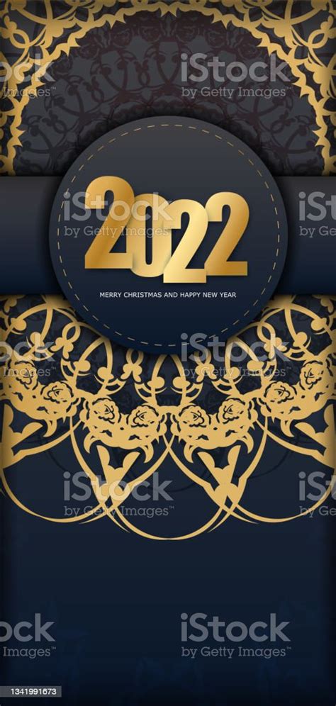 2022 홀리데이 카드 메리 크리스마스와 추상적인 골드 패턴의 검은 색의 새해 복 2022년에 대한 스톡 벡터 아트 및 기타 이미지 2022년 개념 겨울 Istock