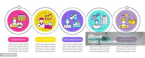 여름 파트 타임 작업 벡터 인포 그래픽 템플릿입니다 비즈니스 프리젠 테이션 디자인 요소 5단계 와 옵션을 갖춘 데이터 시각화 프로세스 타임 라인 차트 선형 아이콘이 있는