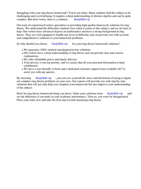 Ring Theory Homework Solutions Pdf Ring Mathematics Module