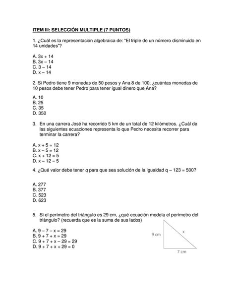Problemas De álgebra De Séptimo Grado