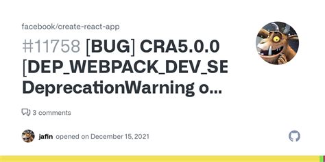 [bug] cra5 0 0 [dep webpack dev server ] deprecationwarning on