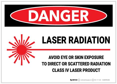 Danger Laser Radiation Avoid Eye Or Skin Exposure To Direct Laser Label