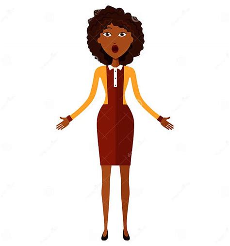 Удивленная Афро американская бизнес леди бросая вверх его руки Иллюстрация вектора иллюстрации