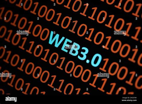 close up of binary codes on screen and web3 0 word in the middle new