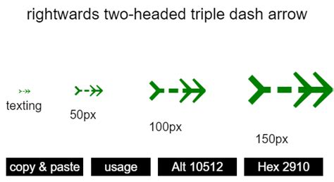 Rightwards Two Headed Triple Dash Arrow Symbol And Codes